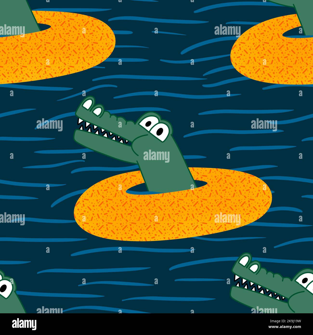 Summer animals seamless crocodile lizards cartoon pattern for wrapping ...