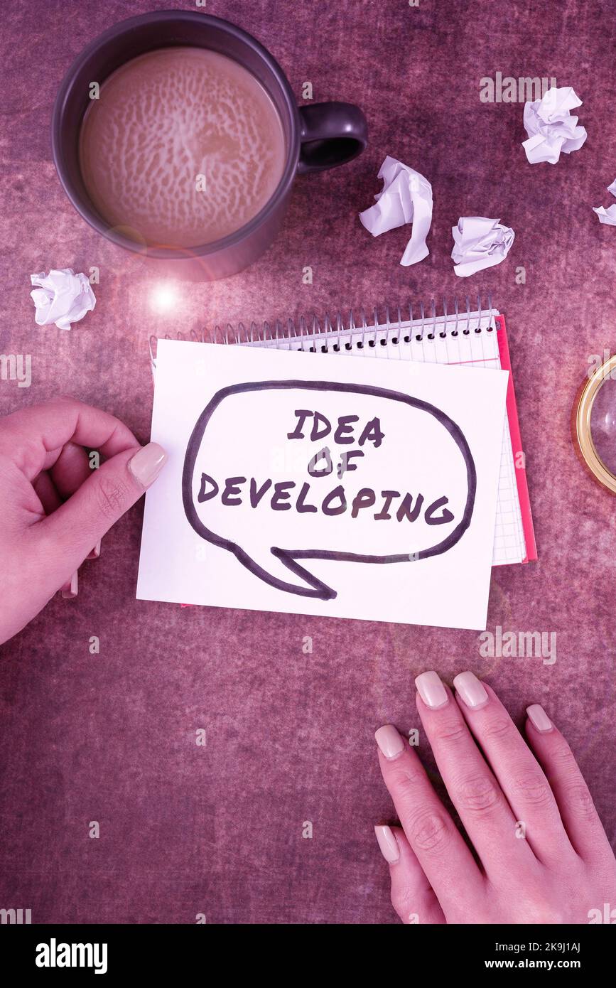 Text sign showing Idea Of Developing. Business idea Startup launch ...