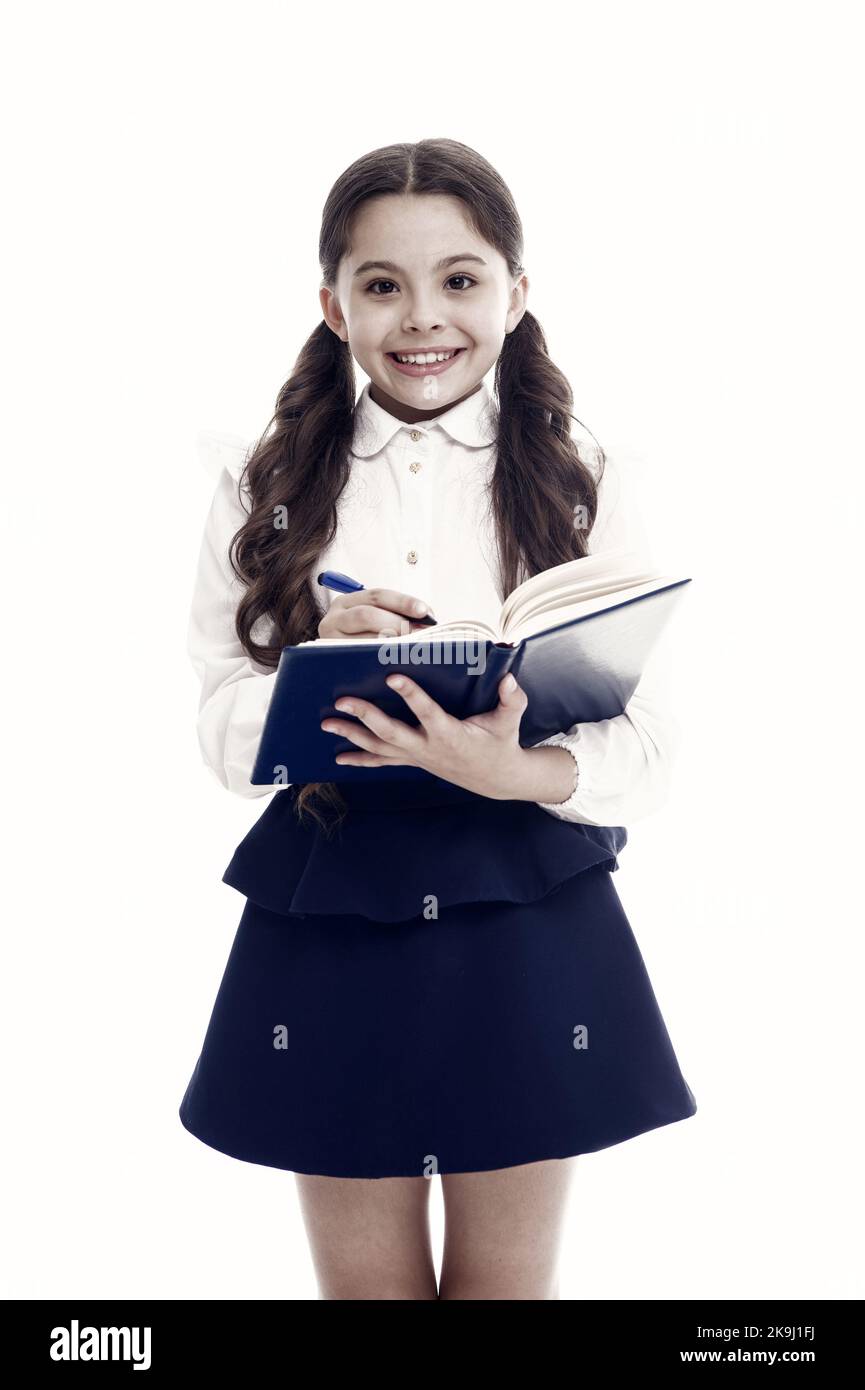 Coordinating process. Focused on education. KId girl student likes to ...