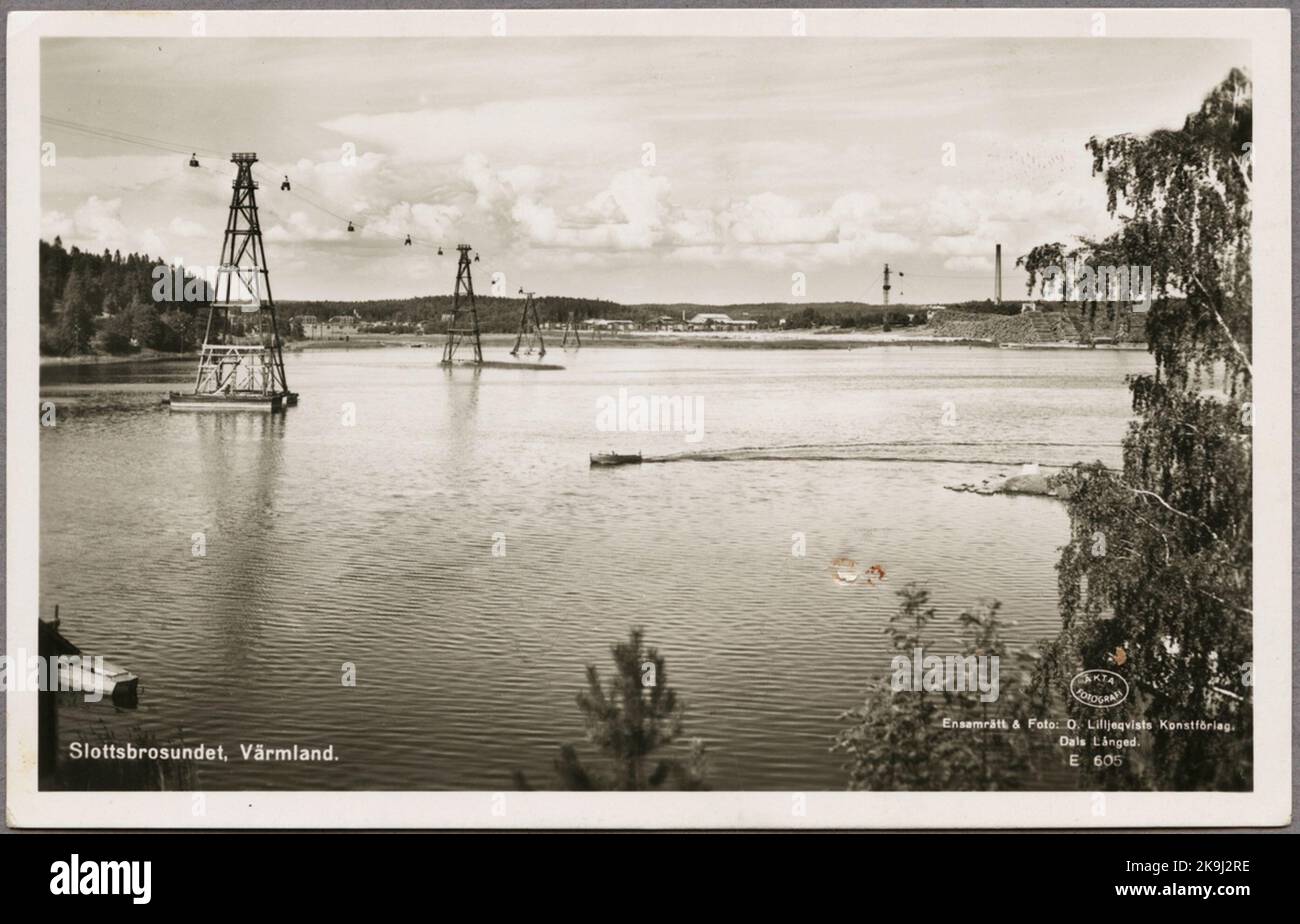 Castle Bridge. With cable car for transporting firewood to the pulp ...