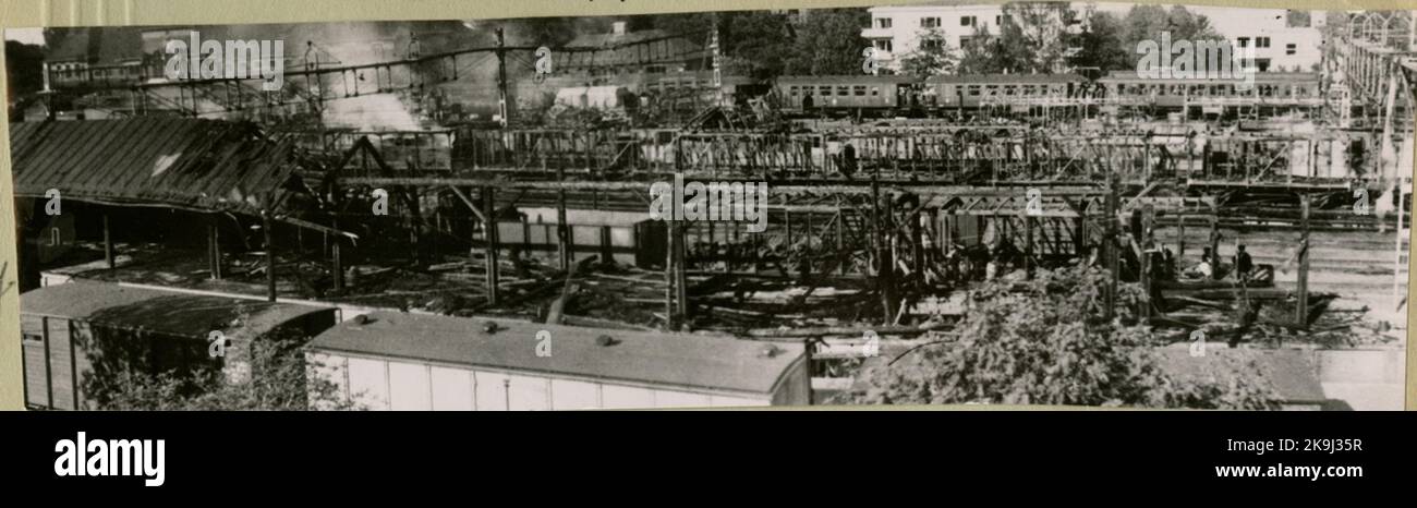 Panorama over Avesta Krylbo station after the explosion of a German ...