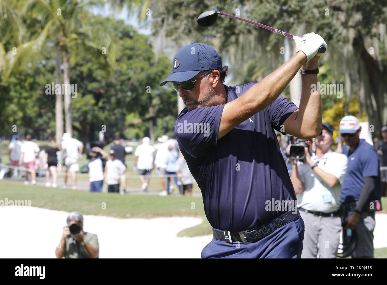 Miami, USA. 28th Oct, 2022. Phil Mickelson tees off at the LIV Golf Team Championship at the ...
