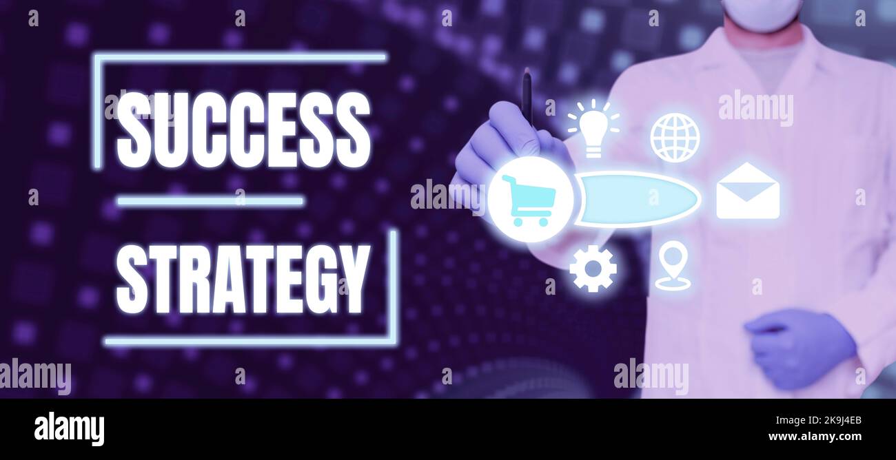 Hand writing sign Success Strategy, Business approach provides guidance ...