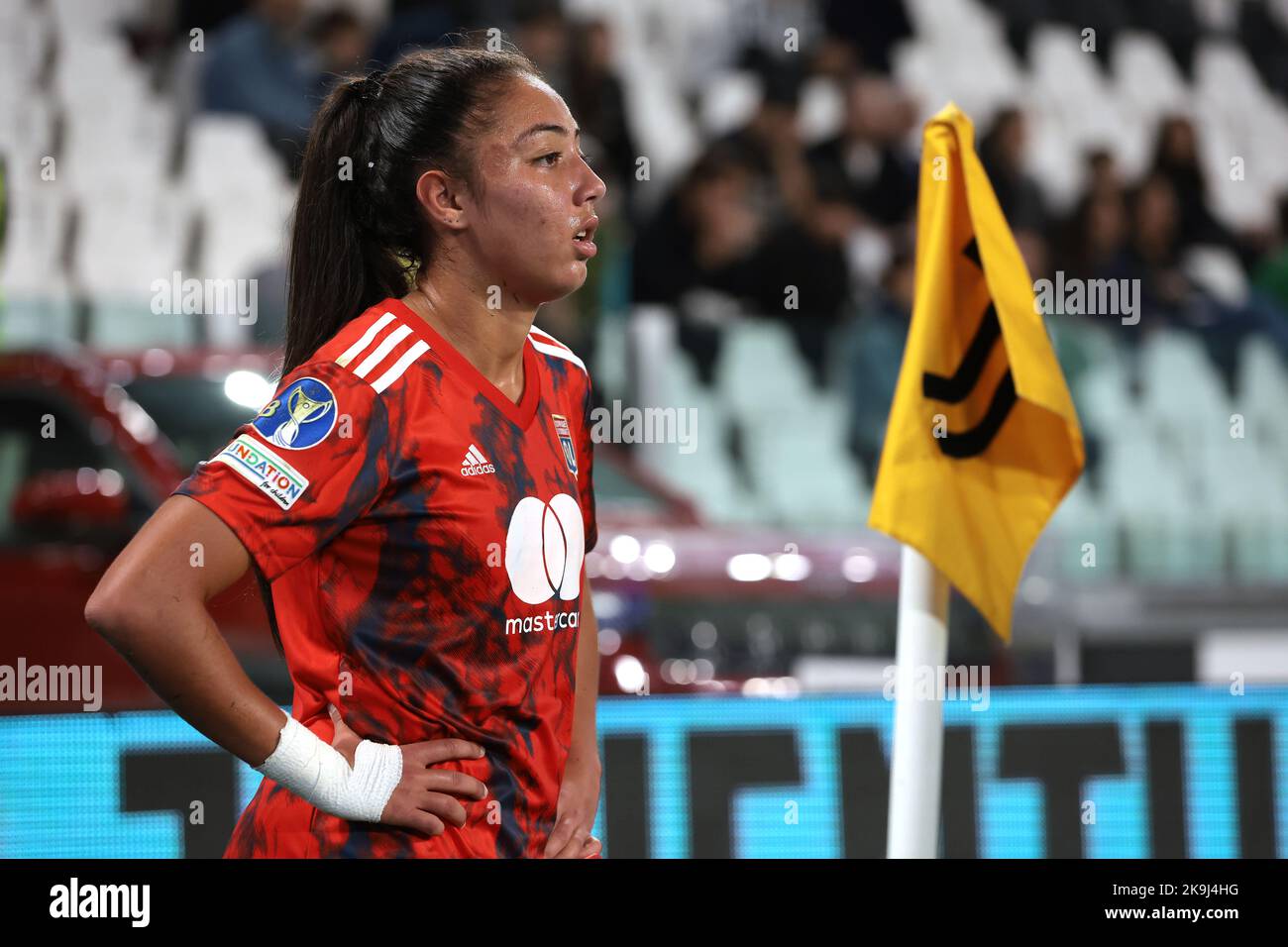 Turin, Italy, 27th October 2022. Selma Bacha of Lyon looks on as she ...