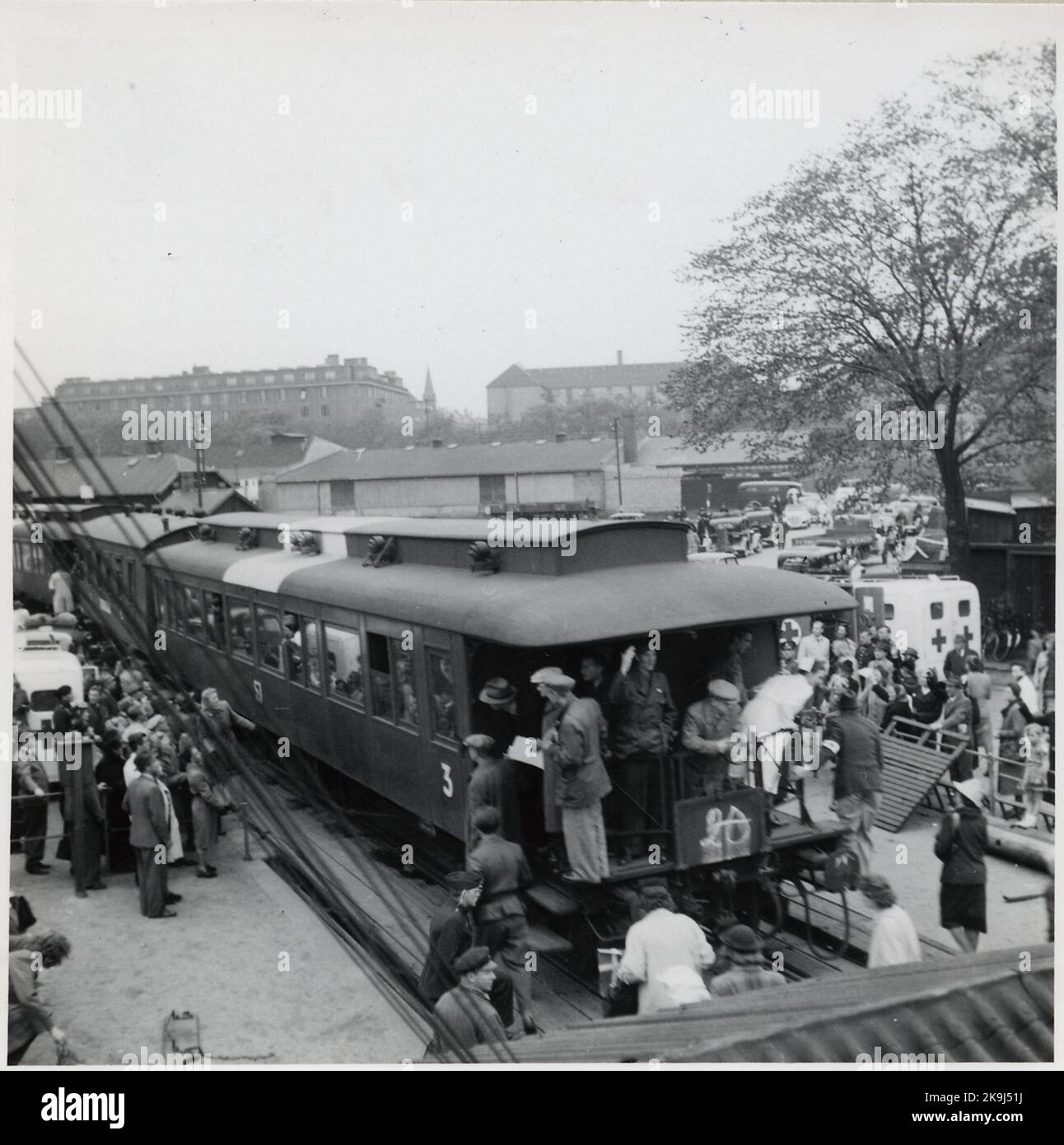 Relief of vehicles from the train ferry "Malmö" in Copenhagen Stock ...