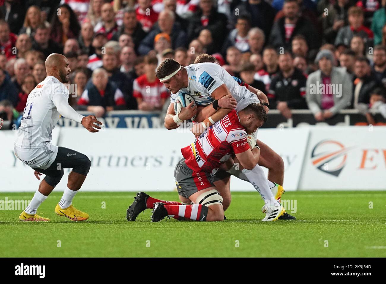 Gloucester, UK. 28th Oct, 2022. Dave Ewers of Exeter Chiefs gets ...