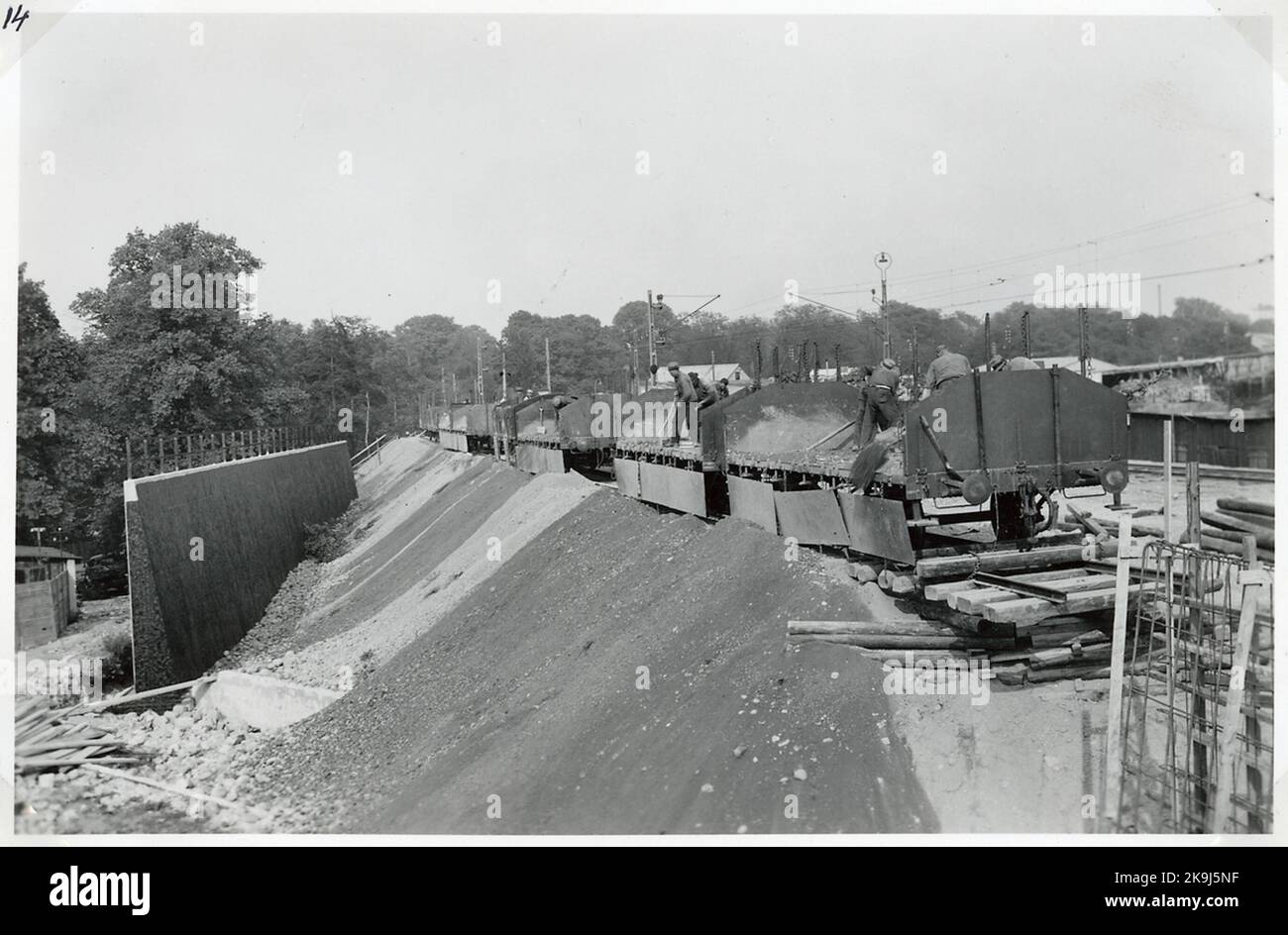 Construction of retaining walls for the railway bank in the ...