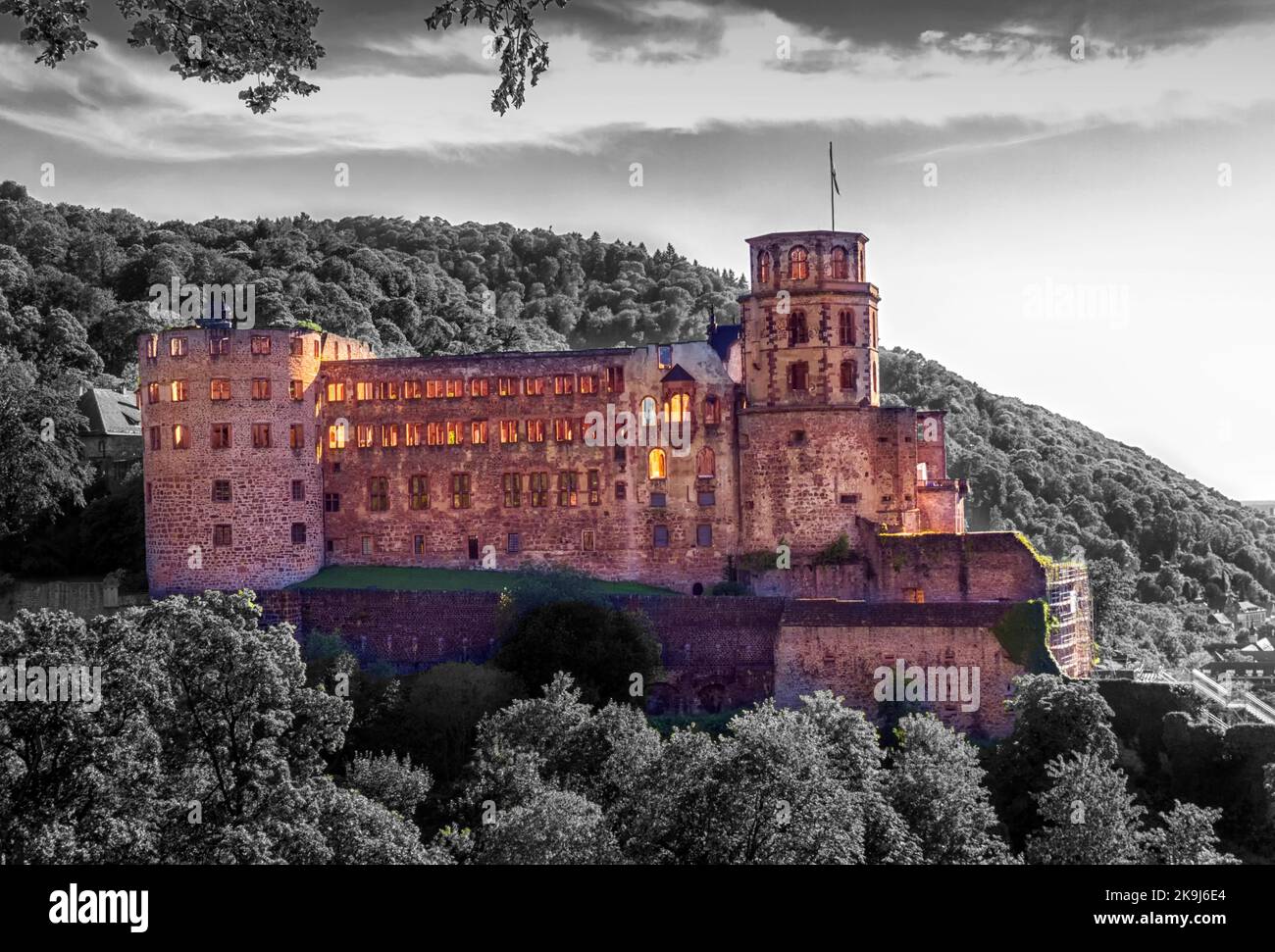 Famous castle ruins by day, Heidelberg, Germany Stock Photo - Alamy