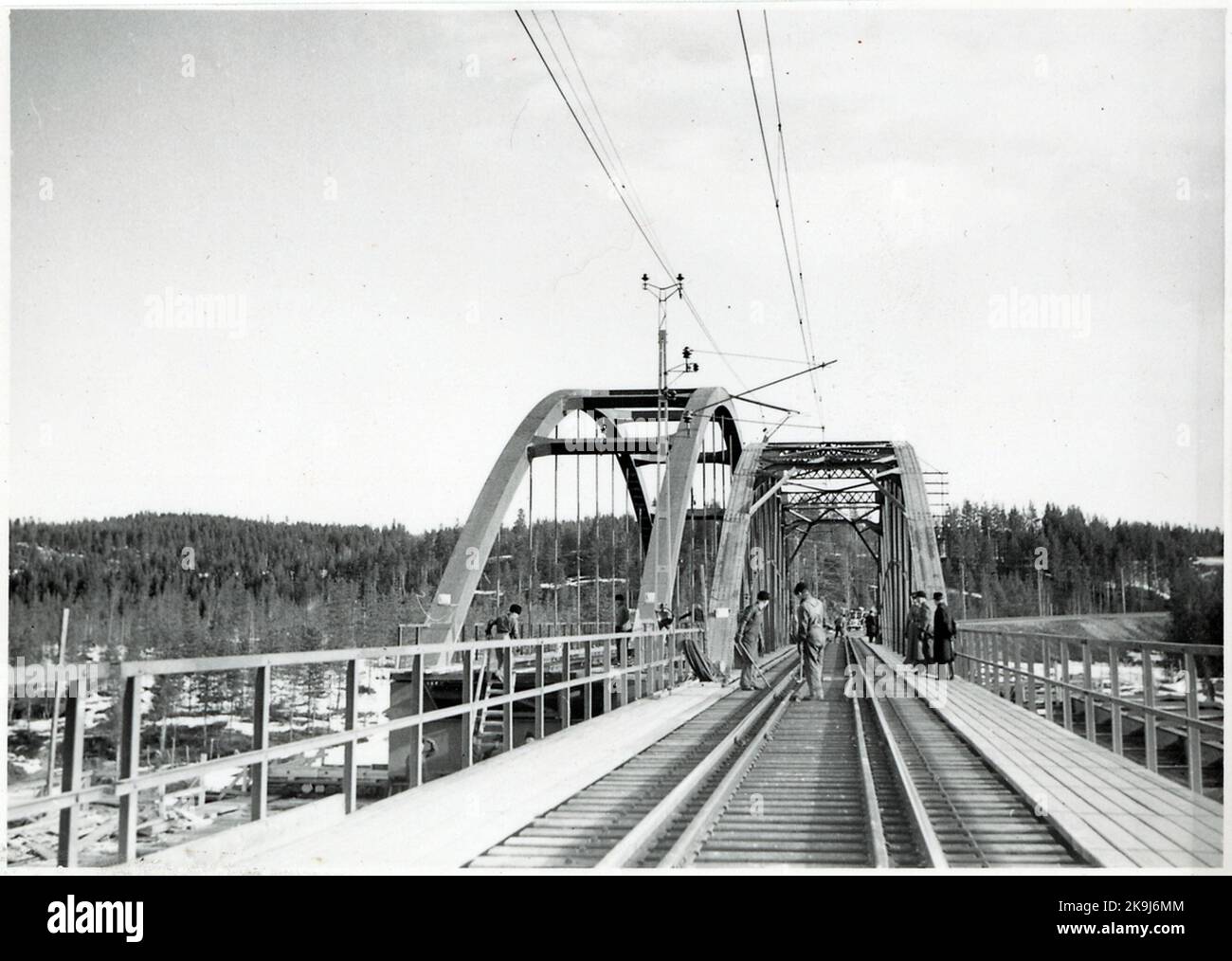 New bridge is being built across the Skellefte River on the line along ...