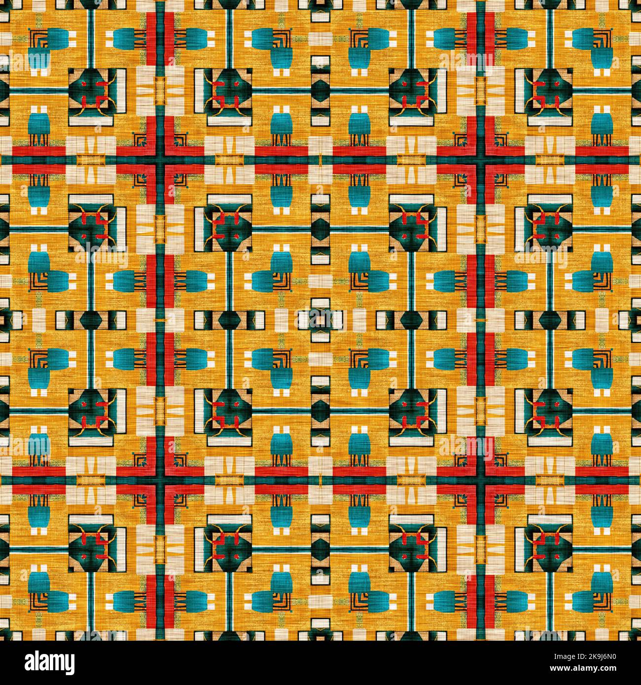 Traditional tile mosaic seamless pattern print. Fabric effect mexican ...