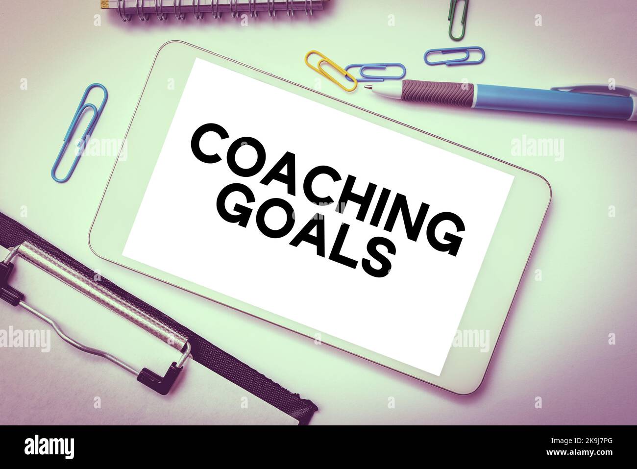 Text showing inspiration Coaching Goals. Business idea Amount of ...