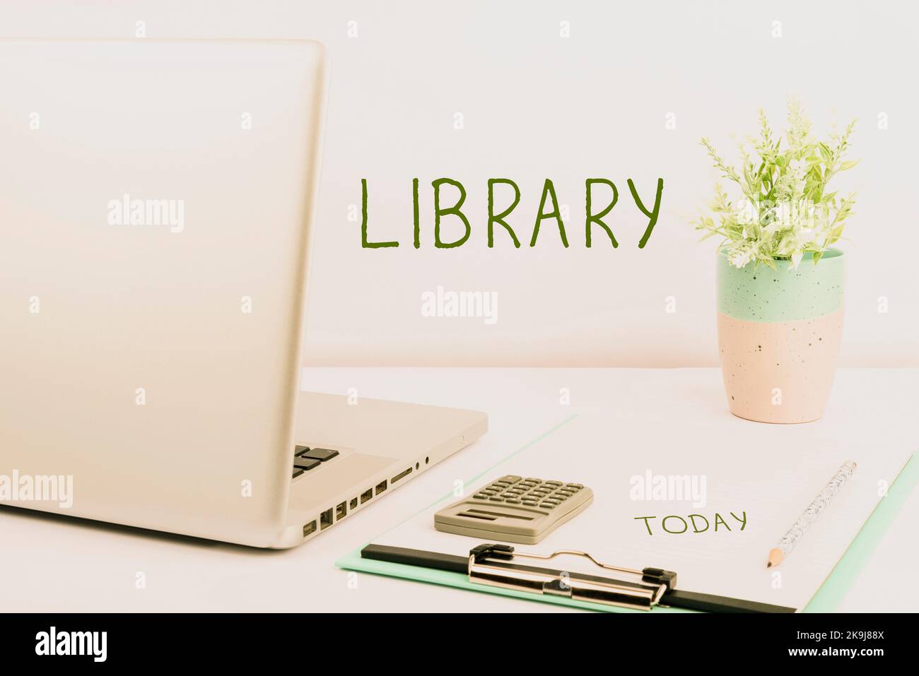 Text caption presenting Library. Word Written on curated collection of ...
