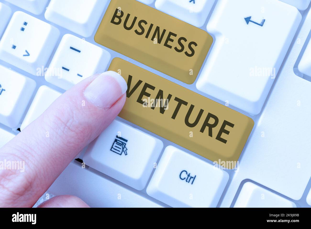 Hand writing sign Business Venture. Word Written on The management of ...