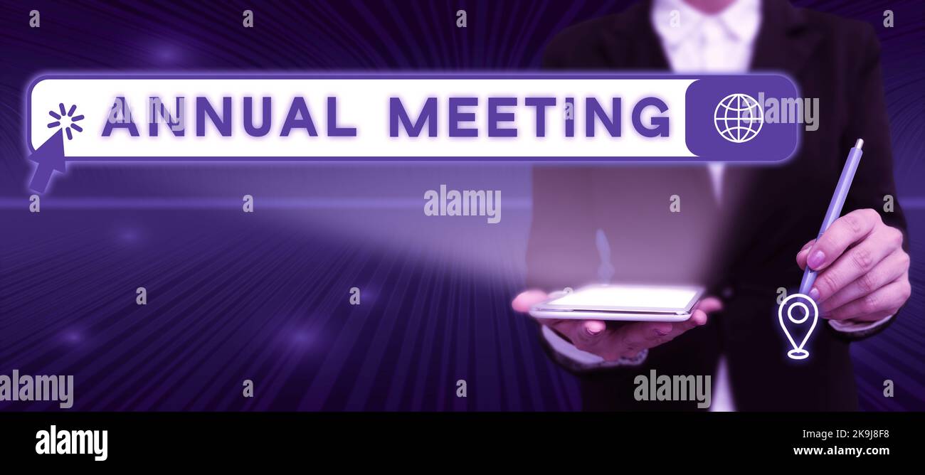 Text sign showing Annual Meeting. Business showcase Graphic artist ...