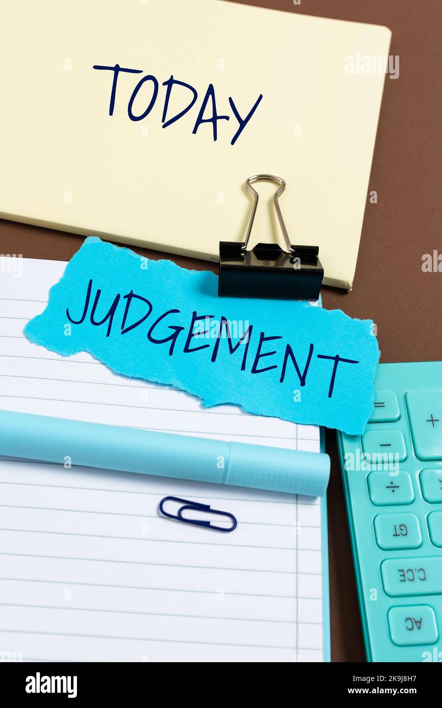 Text showing inspiration Judgement. Conceptual photo a wide outdoor ...