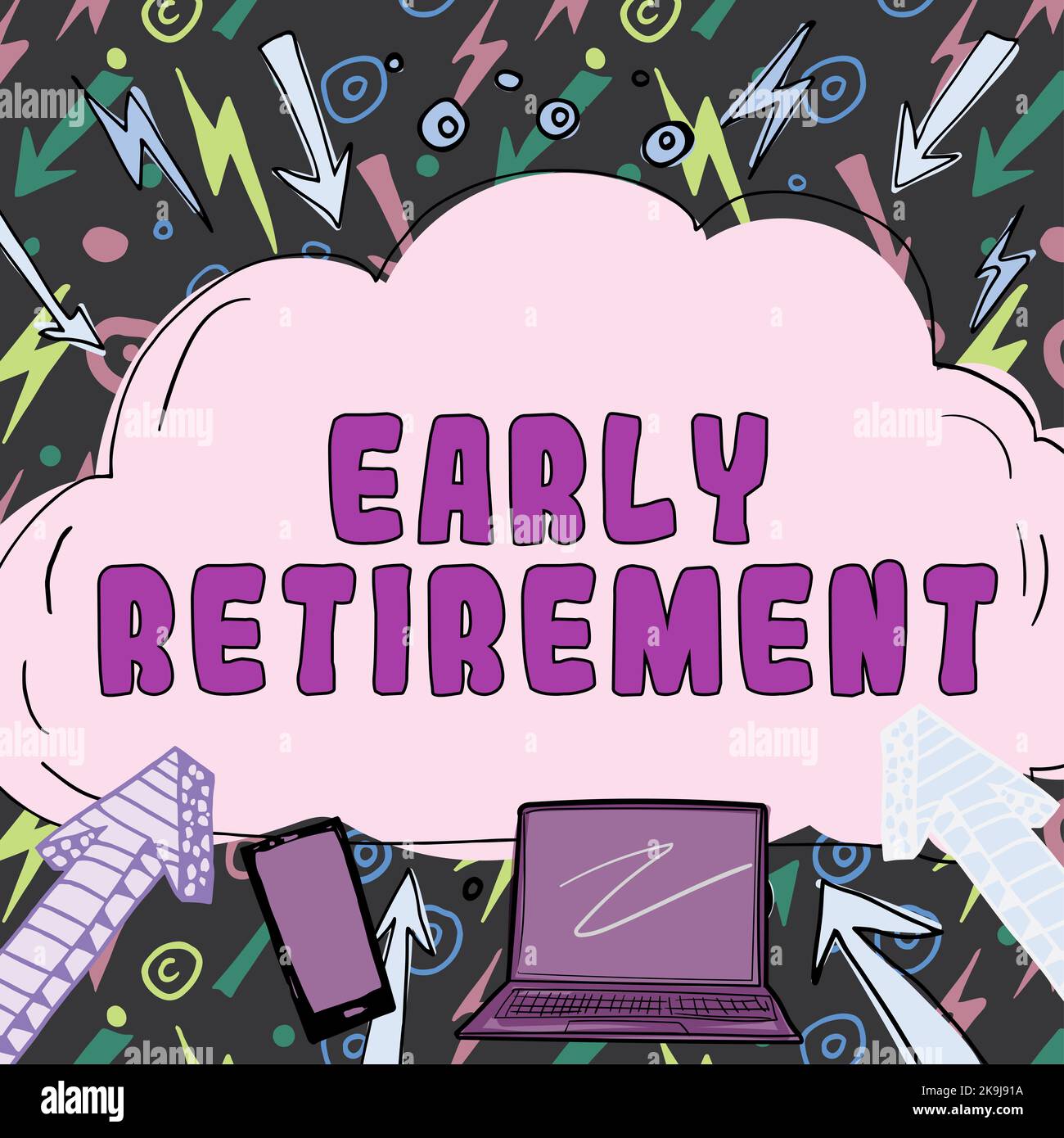 Conceptual caption Early Retirement. Business overview a tool used to ...