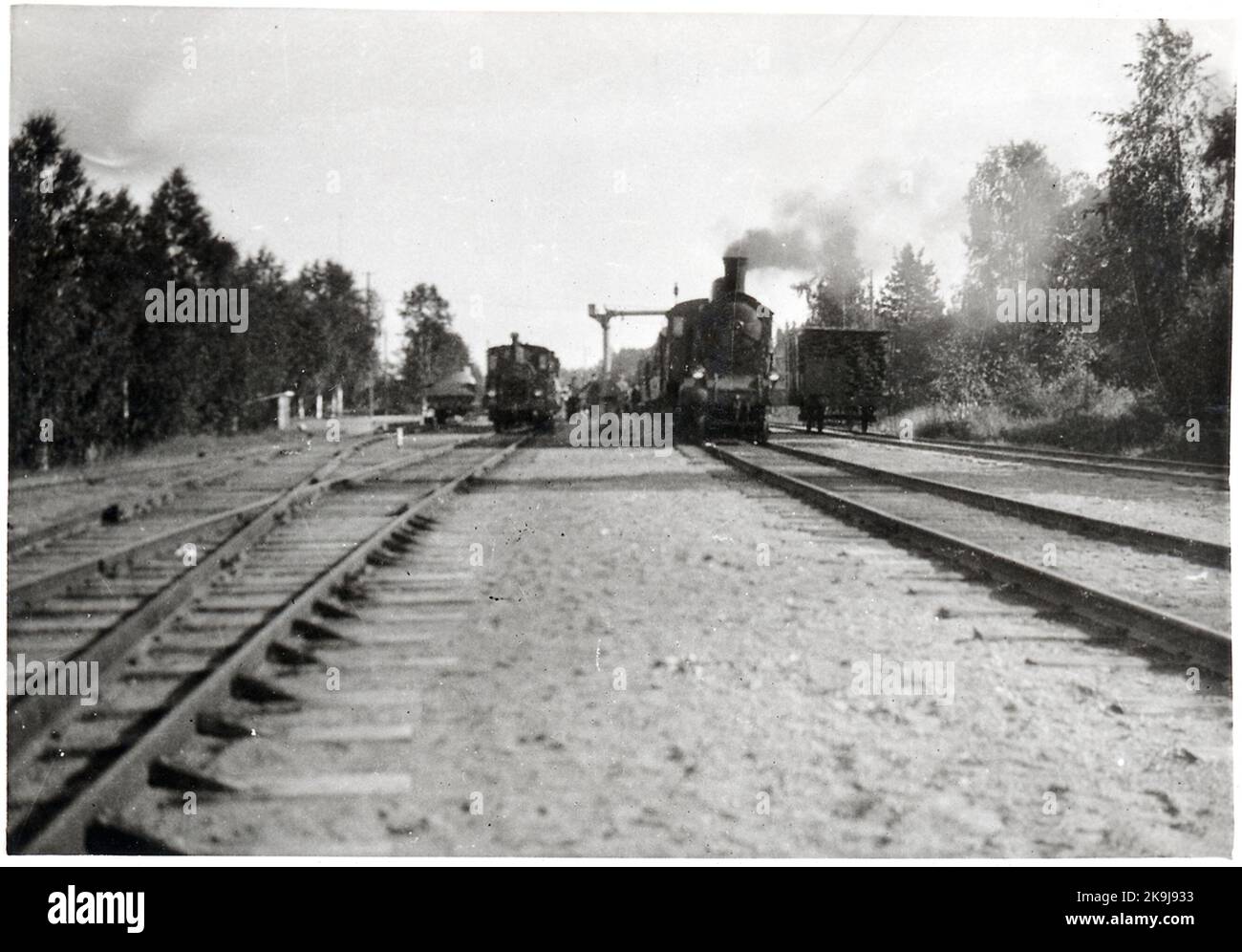 Rope stem station. Gävle-Dala Railways, GDJ Train 71 on the left and ...