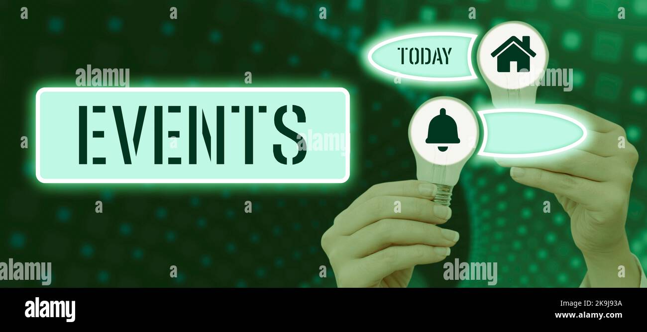 Conceptual caption Events. Business idea something occurs in certain ...