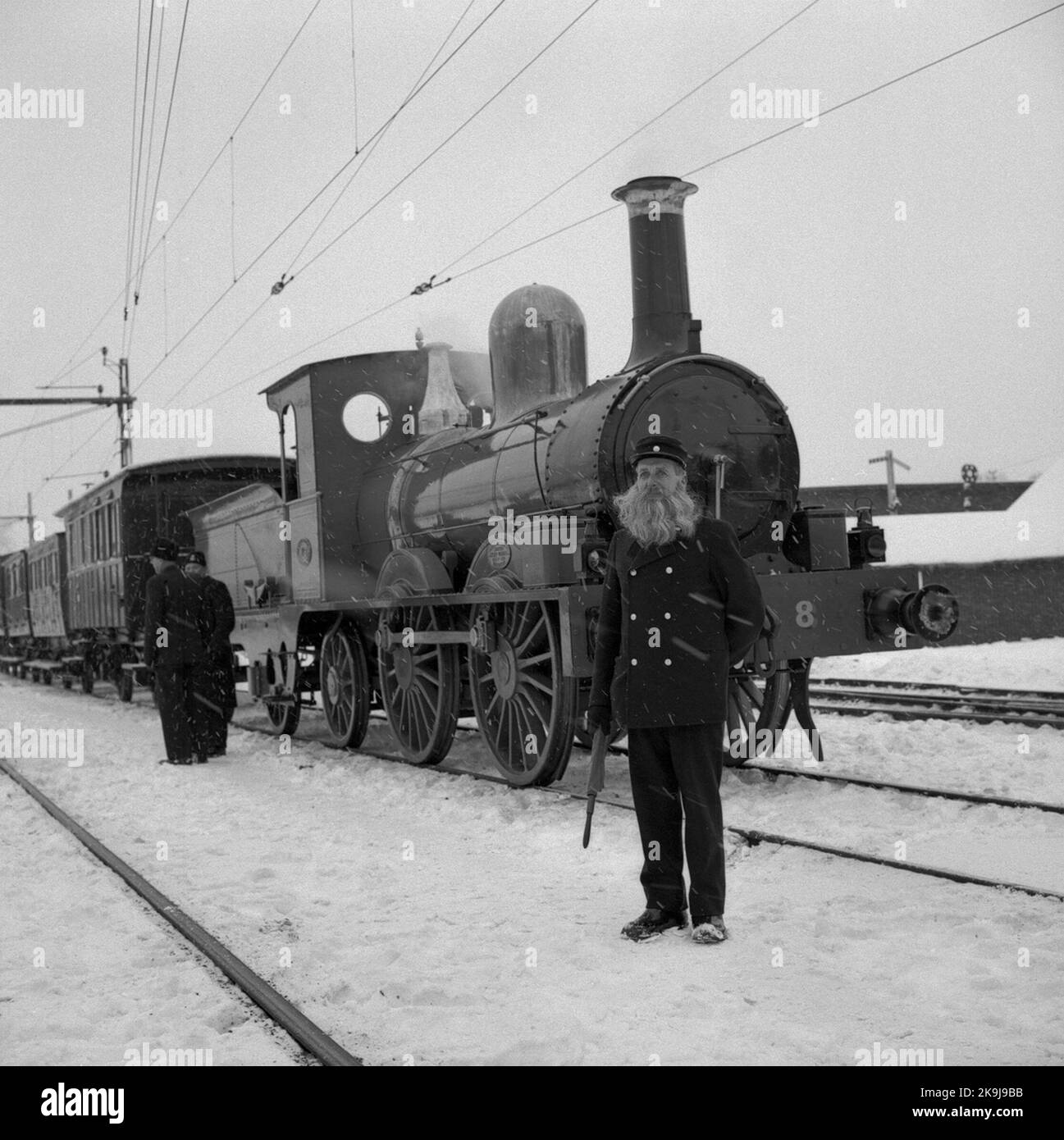 State Railways SJ 1856-1956. 100th anniversary. Train with old ...