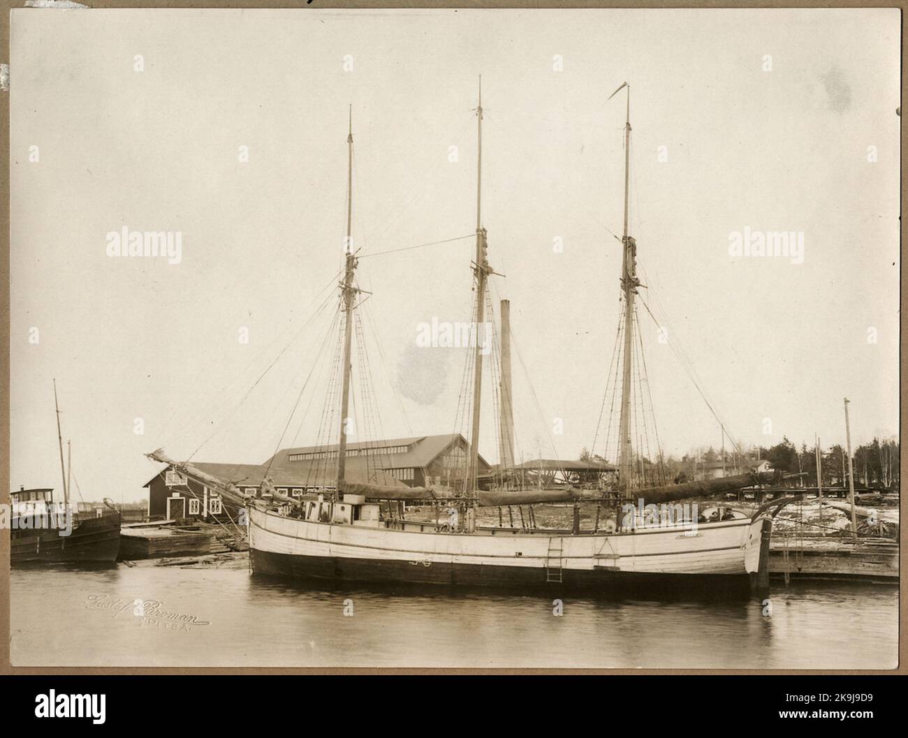 Shipping ship at the State Railway Grinding Factory, Piteå Stock Photo ...