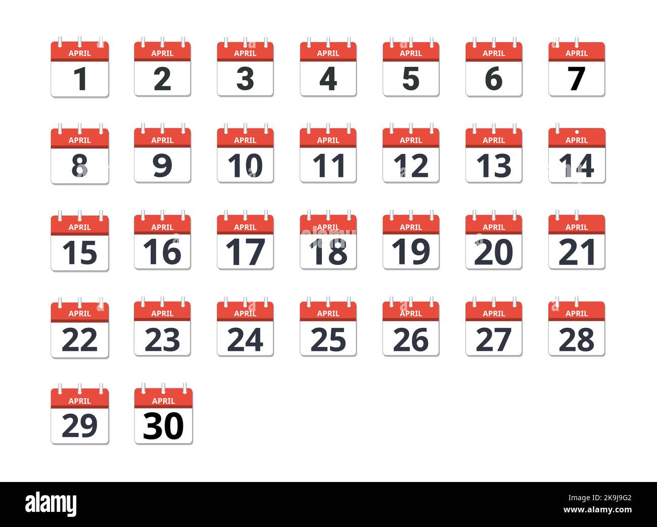 April month calendar set, concept of schedule, business and tasks Stock ...