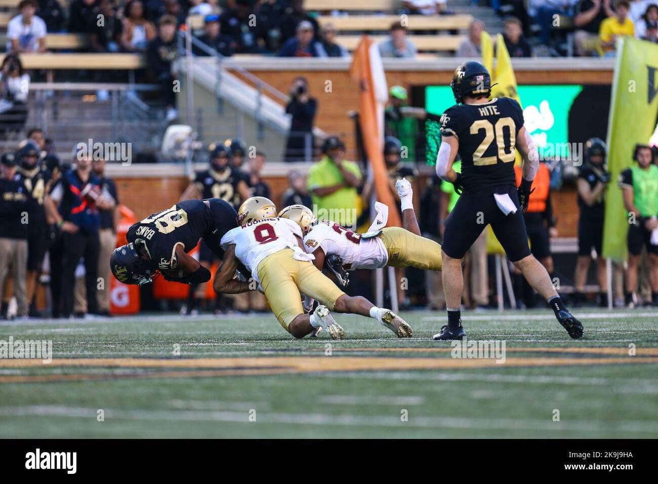 October 22, 2022: Boston College senior Jaiden Woodbey (9) tackles Wake Forest sophmore Jahmal ...