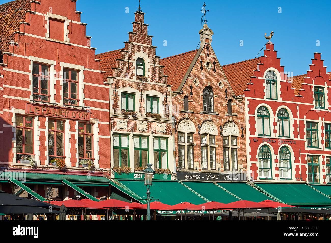 Brick buildings in Flemish architecture style line The Markt (Market ...