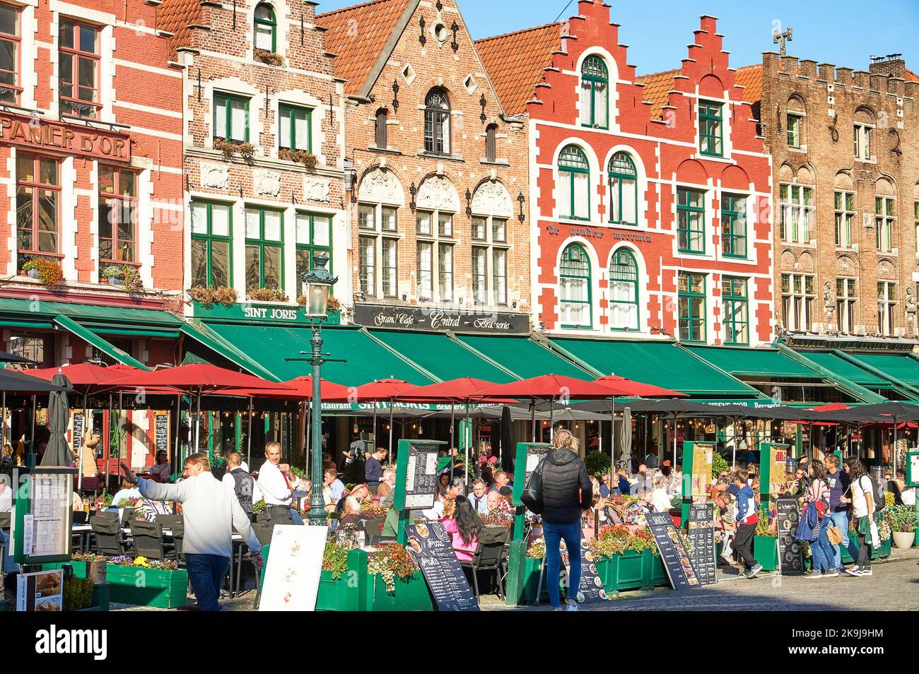Brick buildings in Flemish architecture style line The Markt (Market ...