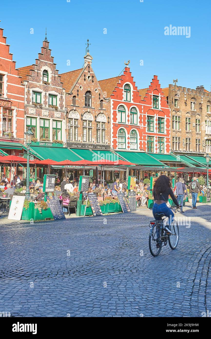 Brick buildings in Flemish architecture style line The Markt (Market ...
