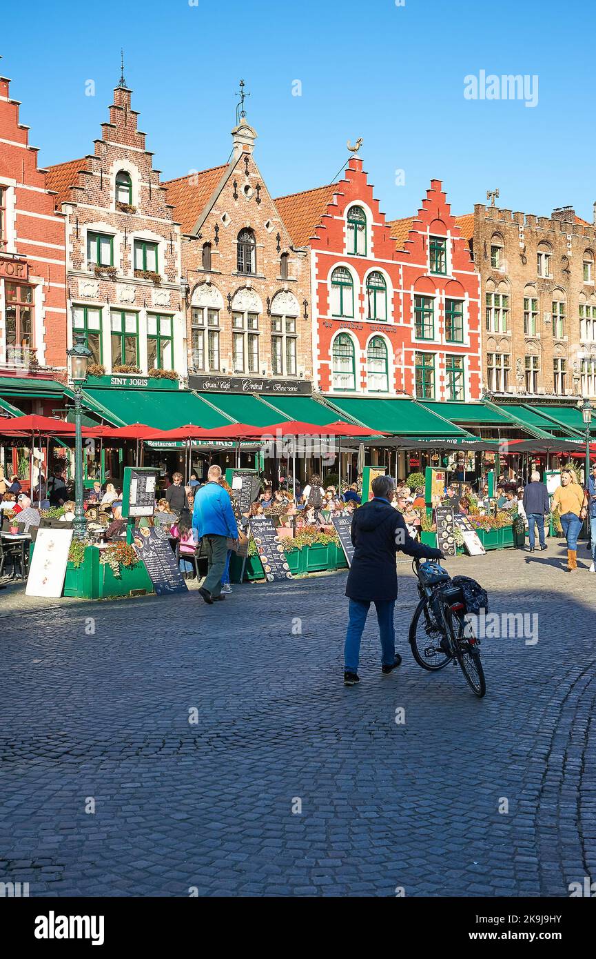 Brick buildings in Flemish architecture style line The Markt (Market ...
