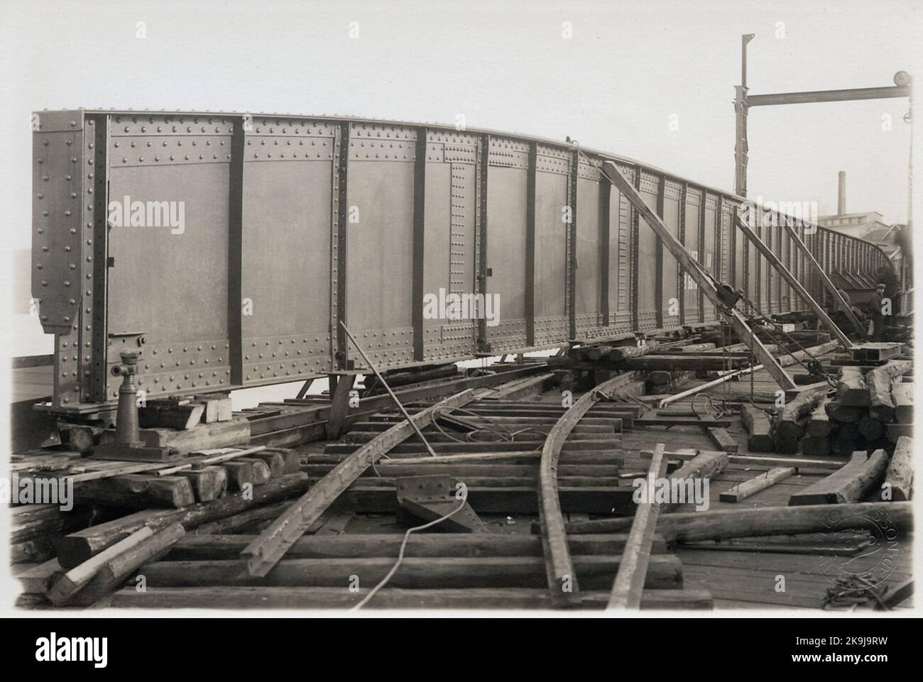 Bridge construction over Ätran. Mounting bridge beams Stock Photo - Alamy