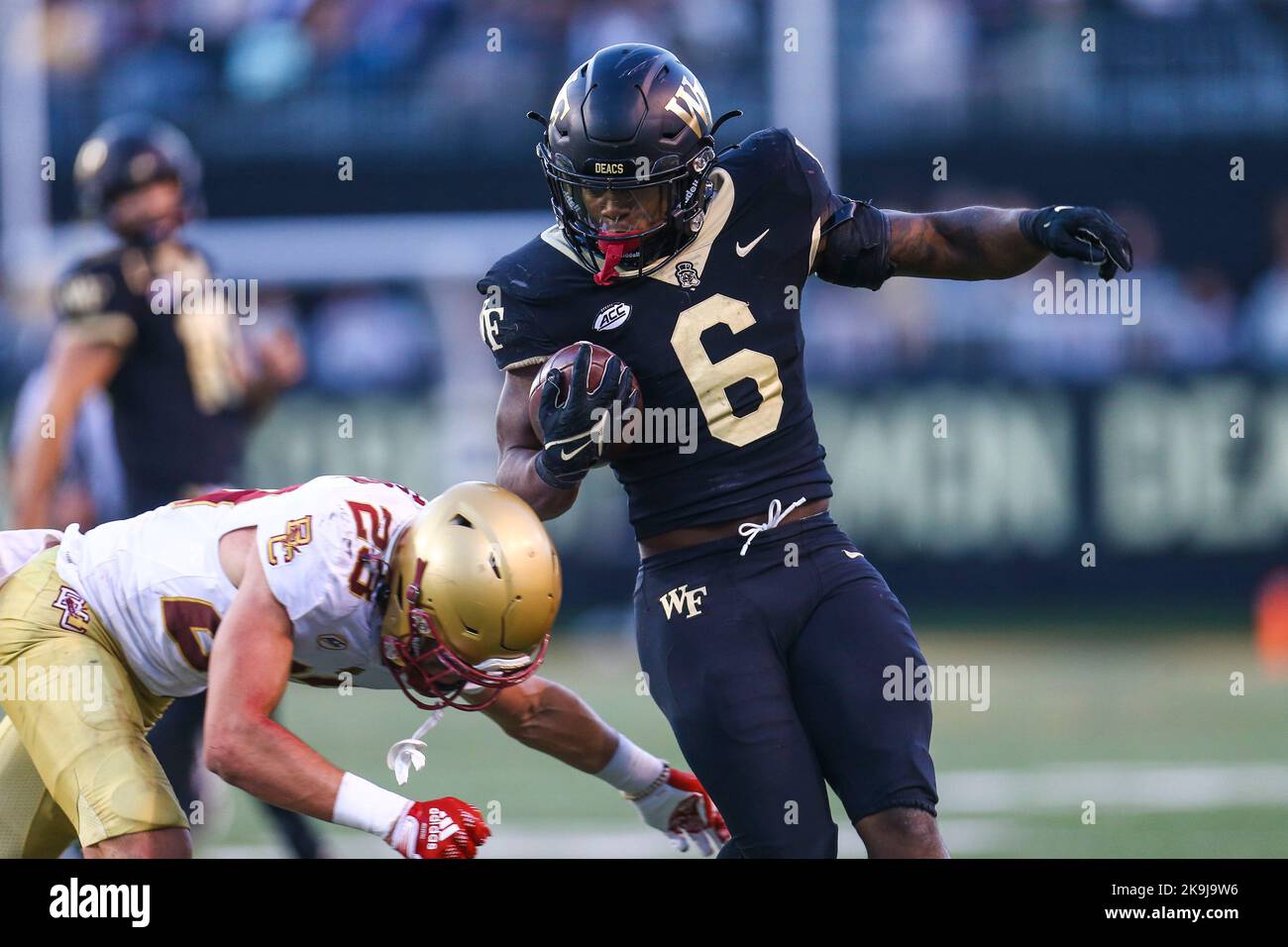October 22, 2022: Wake Forest sophmore Justice Ellison (6) gets tackled ...