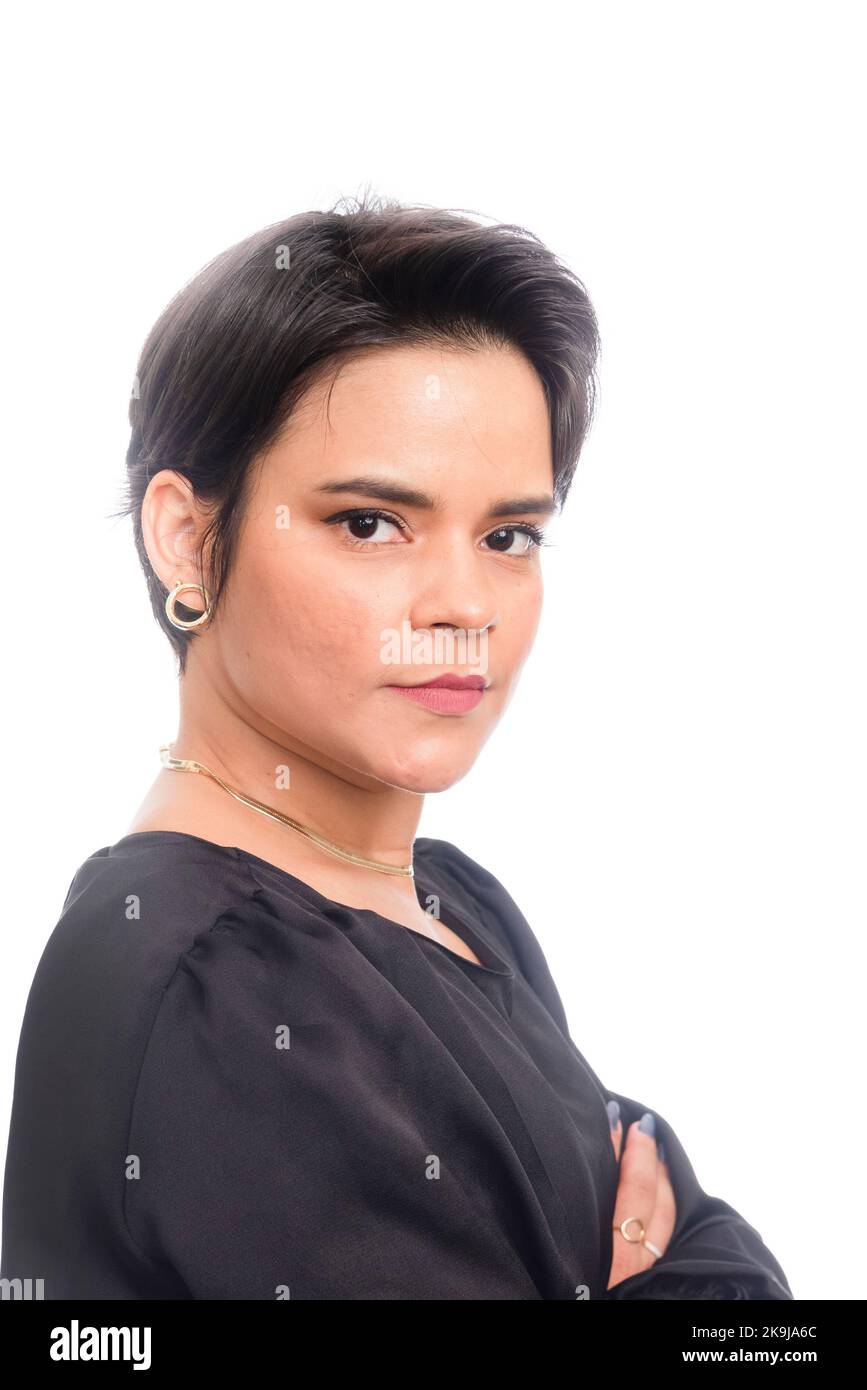 Confident pretty business woman being ready to work. Concept of trust ...