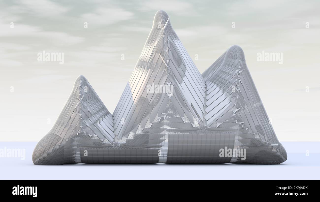 3D Illustration of an architectural structure based on the contours of ...