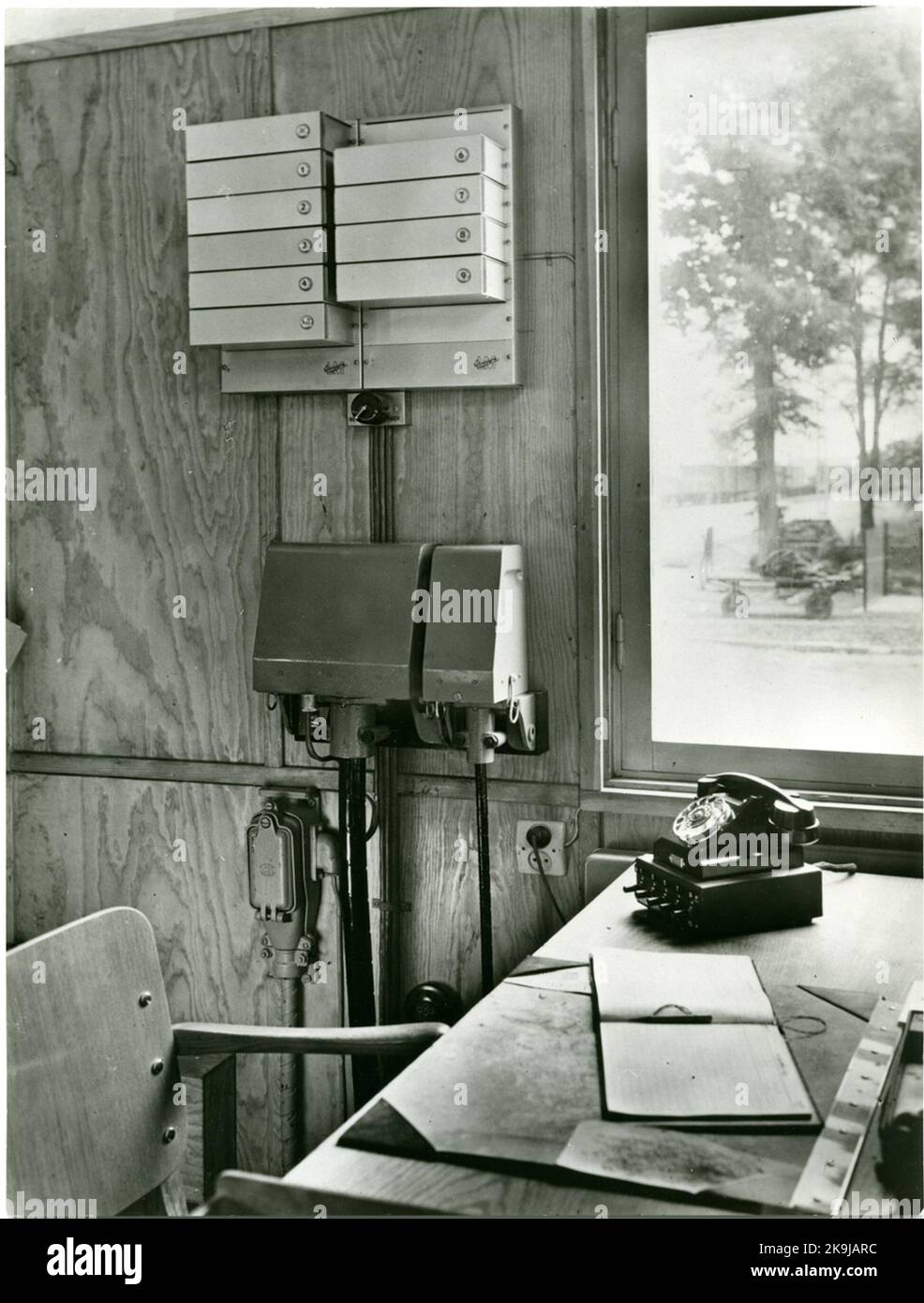 LM Ericsson connection boxes for telephone. Desk by phone Stock Photo ...