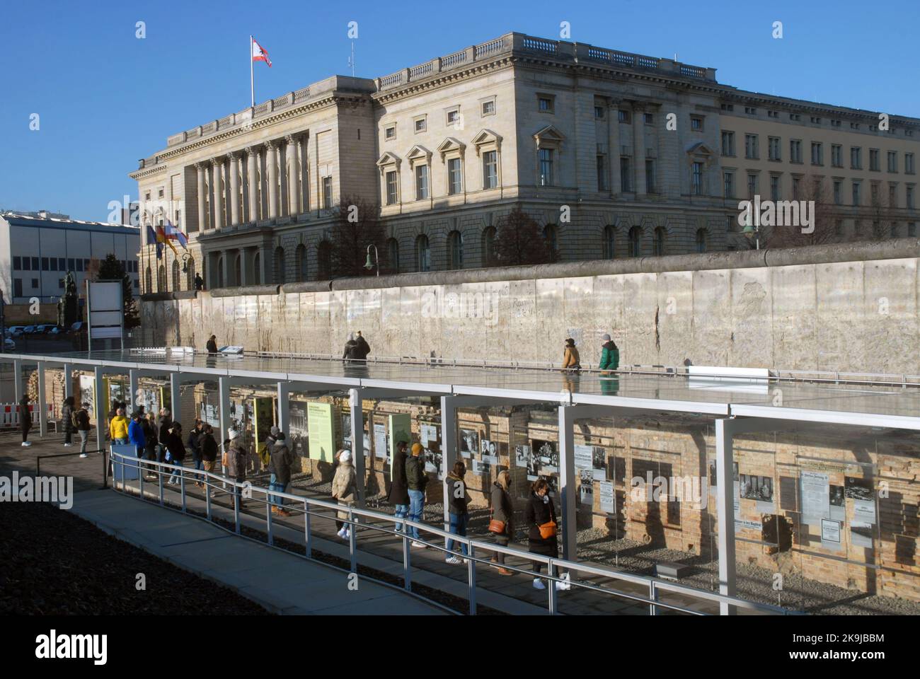 Tourists gather at the outdoor Topography of Terror Museum on site of ...