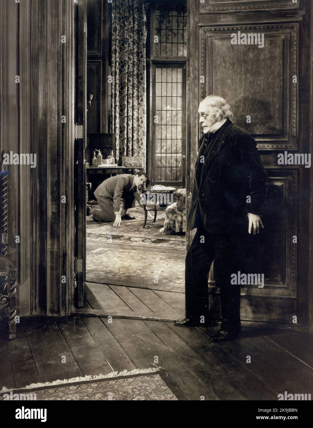 Cyril Maude (right), on-set of the Film, "Grumpy", a remake of the 1923 ...