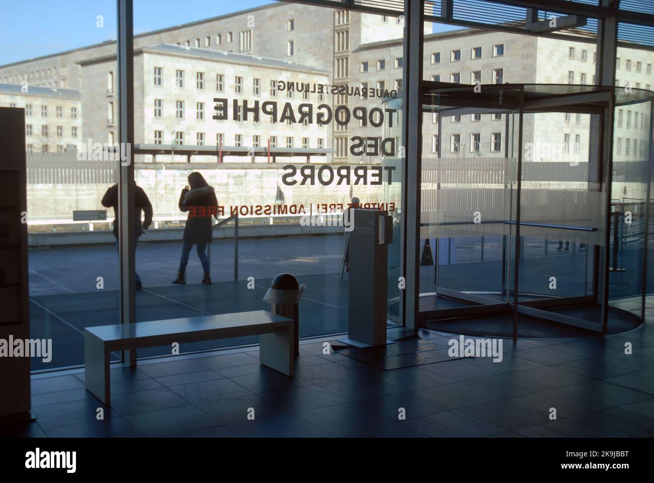 Entrance of Terror Museum, built on the site of former Nazi Gestapo HQ in Berlin, Germany Stock ...