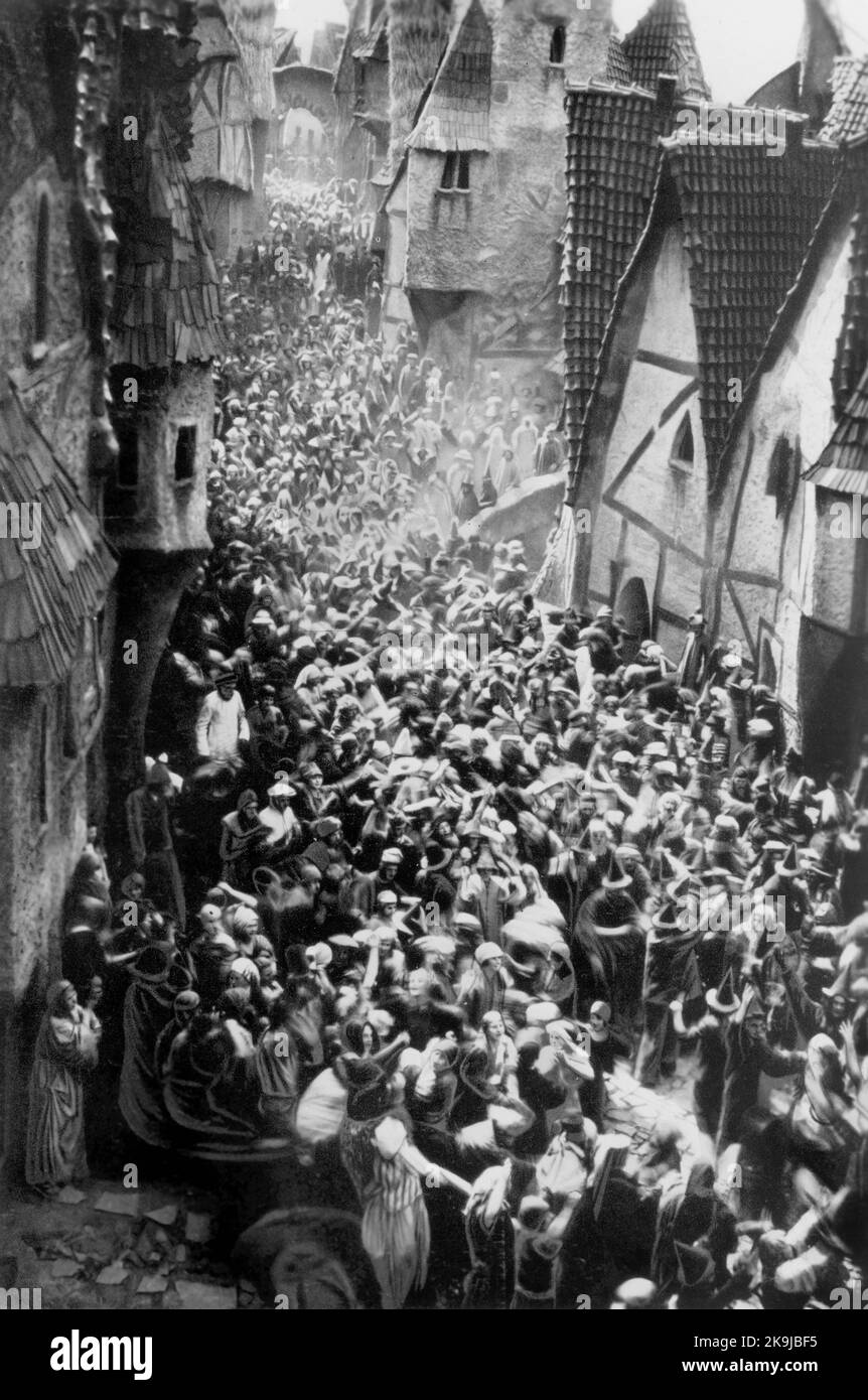 Crowded Street Scene, on-set of the German Silent Film, "The Golem: How ...