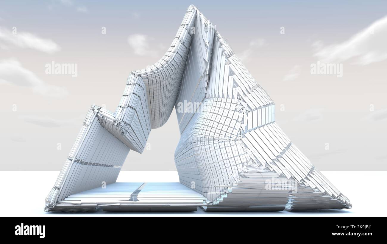 3D Illustration of an architectural structure based on the contours of ...