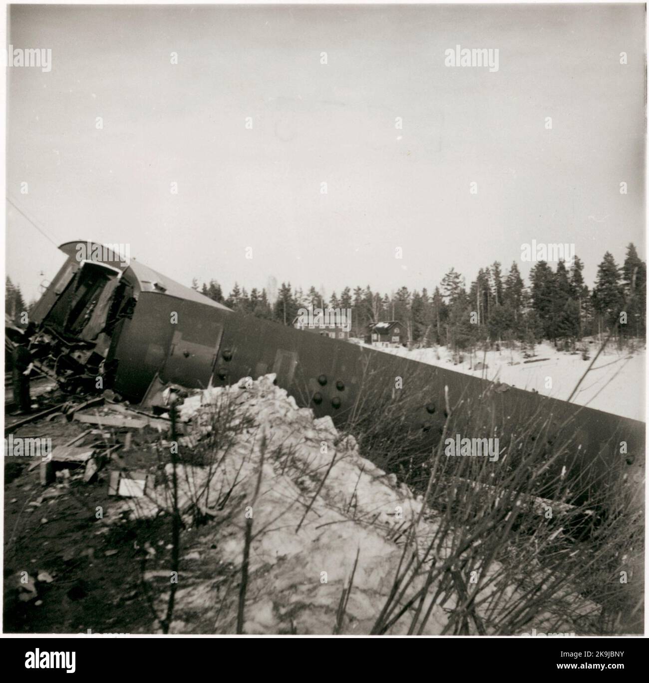 Trail wagon from the accident in Granbo 1956 Stock Photo - Alamy