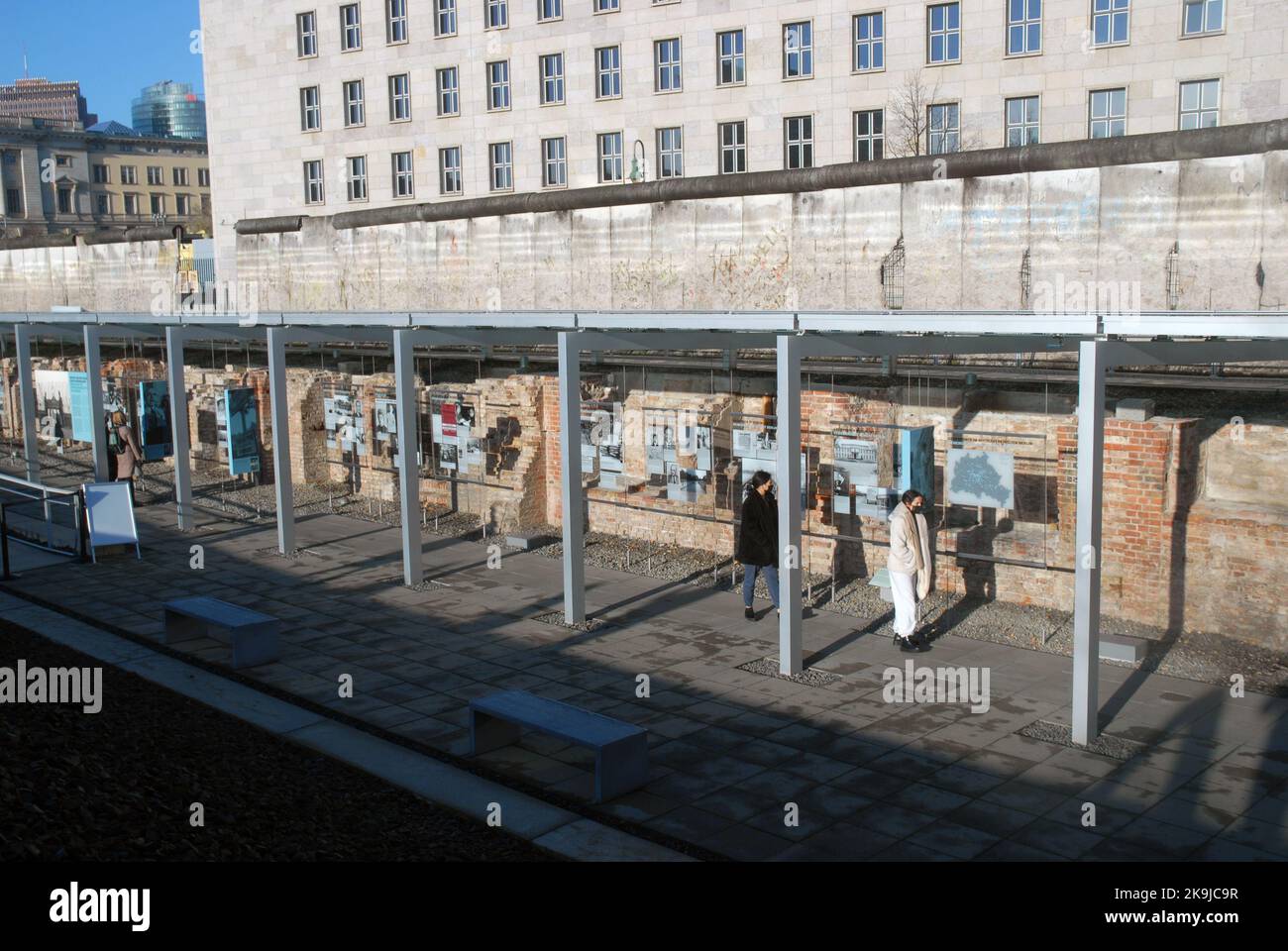 Tourists gather at the outdoor Topography of Terror Museum on site of ...