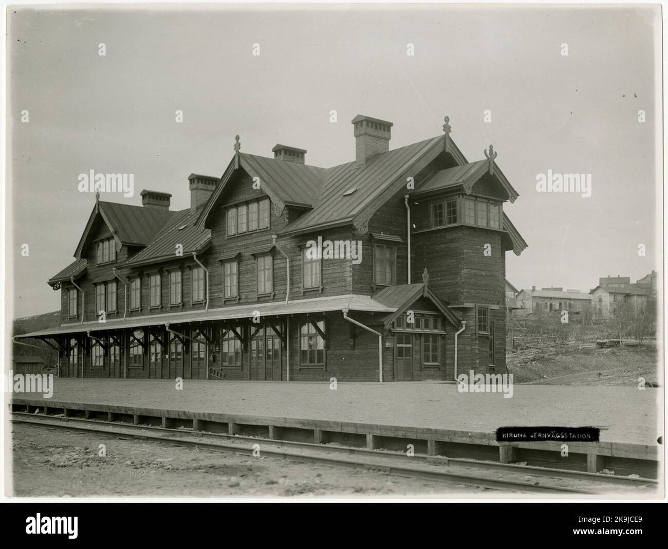 The station house before the fire 26/4 1915. Station house of wood ...
