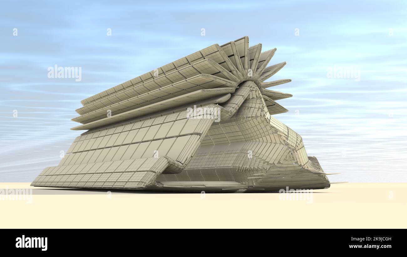 3D Illustration of an architectural structure based on the contours of ...