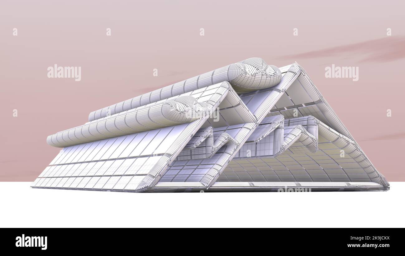 3D Illustration of an architectural structure based on the contours of ...