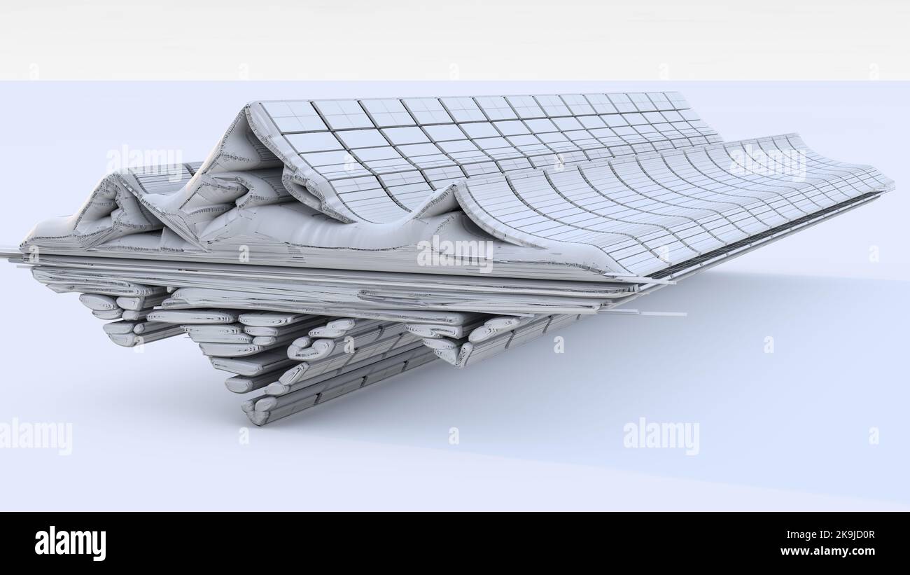 3D Illustration of an architectural structure based on the contours of ...