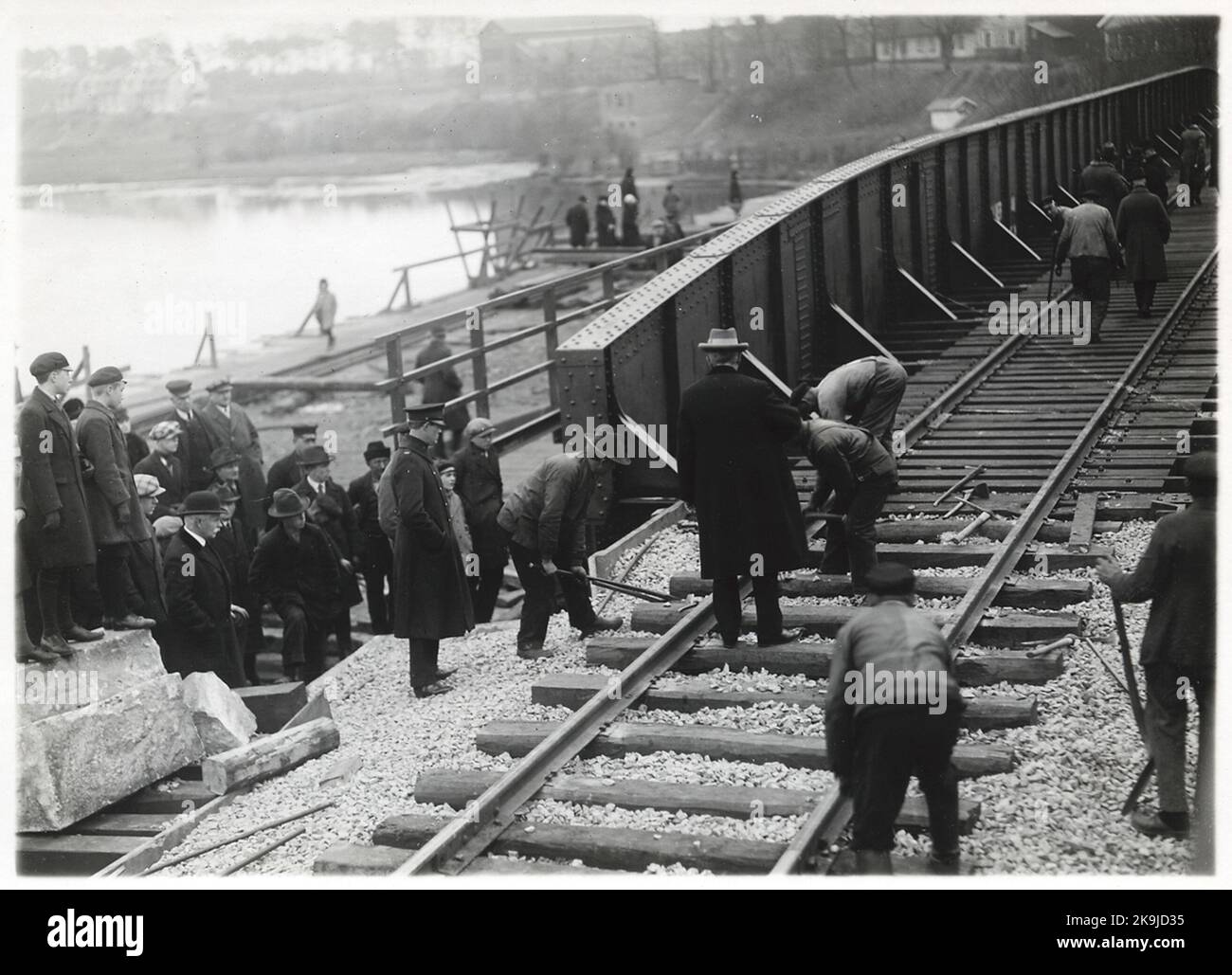 Bridge construction over Ätran. Rails Stock Photo - Alamy