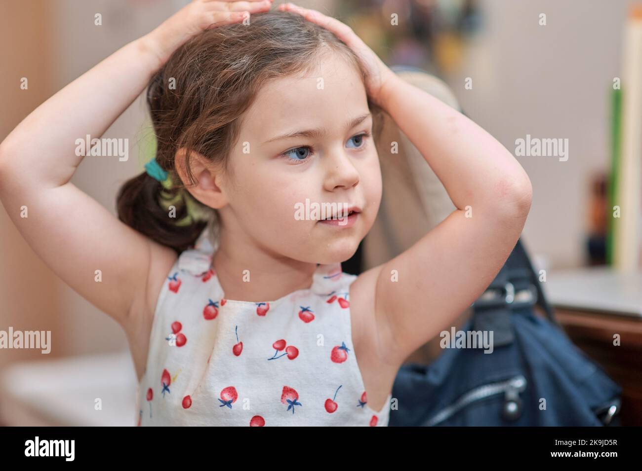 cute girl talking while eating Stock Photo - Alamy