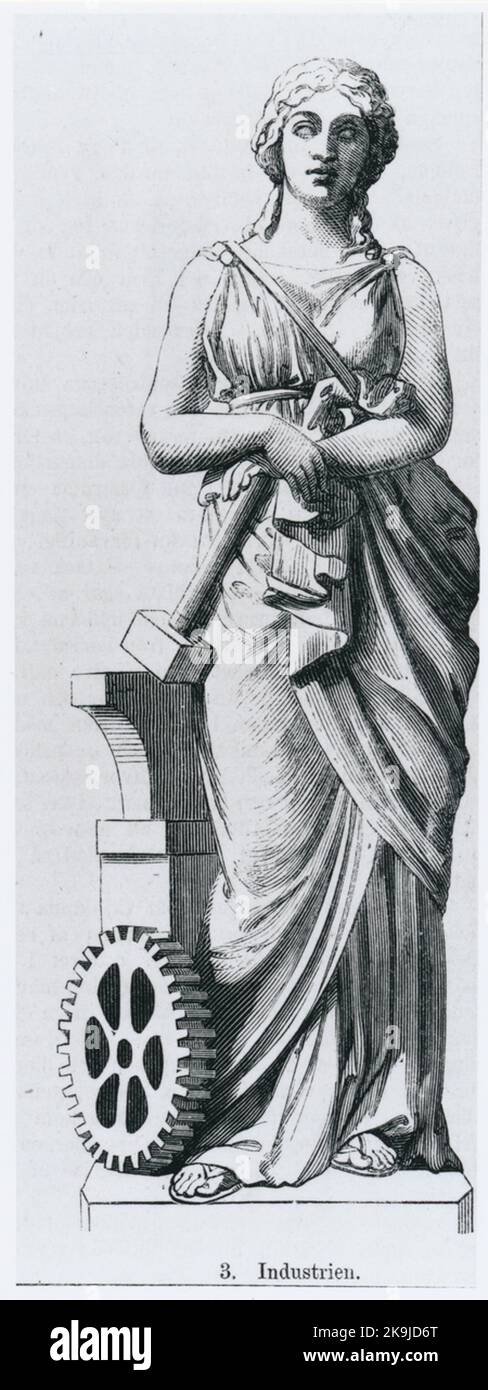 Department of the statue "Industry" from New Illustrated Tidning on 19/ ...