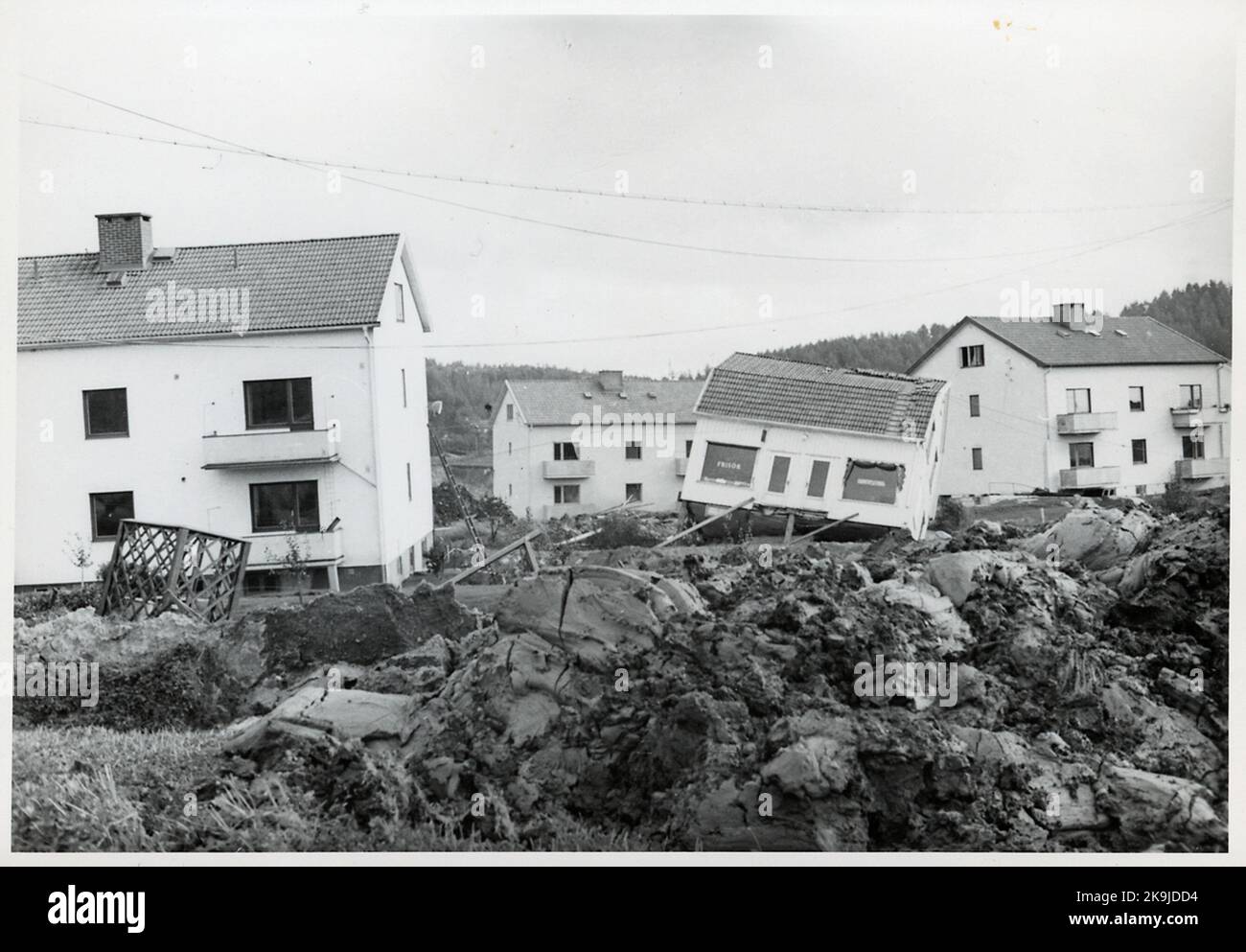 The aftermath of the landslide in Surte which occurred on September 29 ...